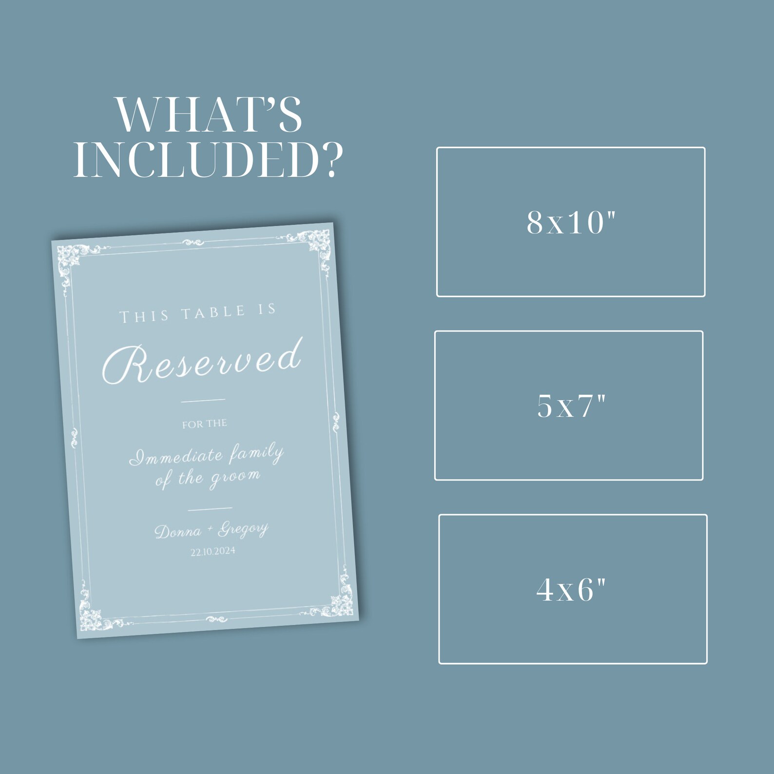 Reserved Sign Template, Printable Invitation, Wedding Invitation, Edit ...