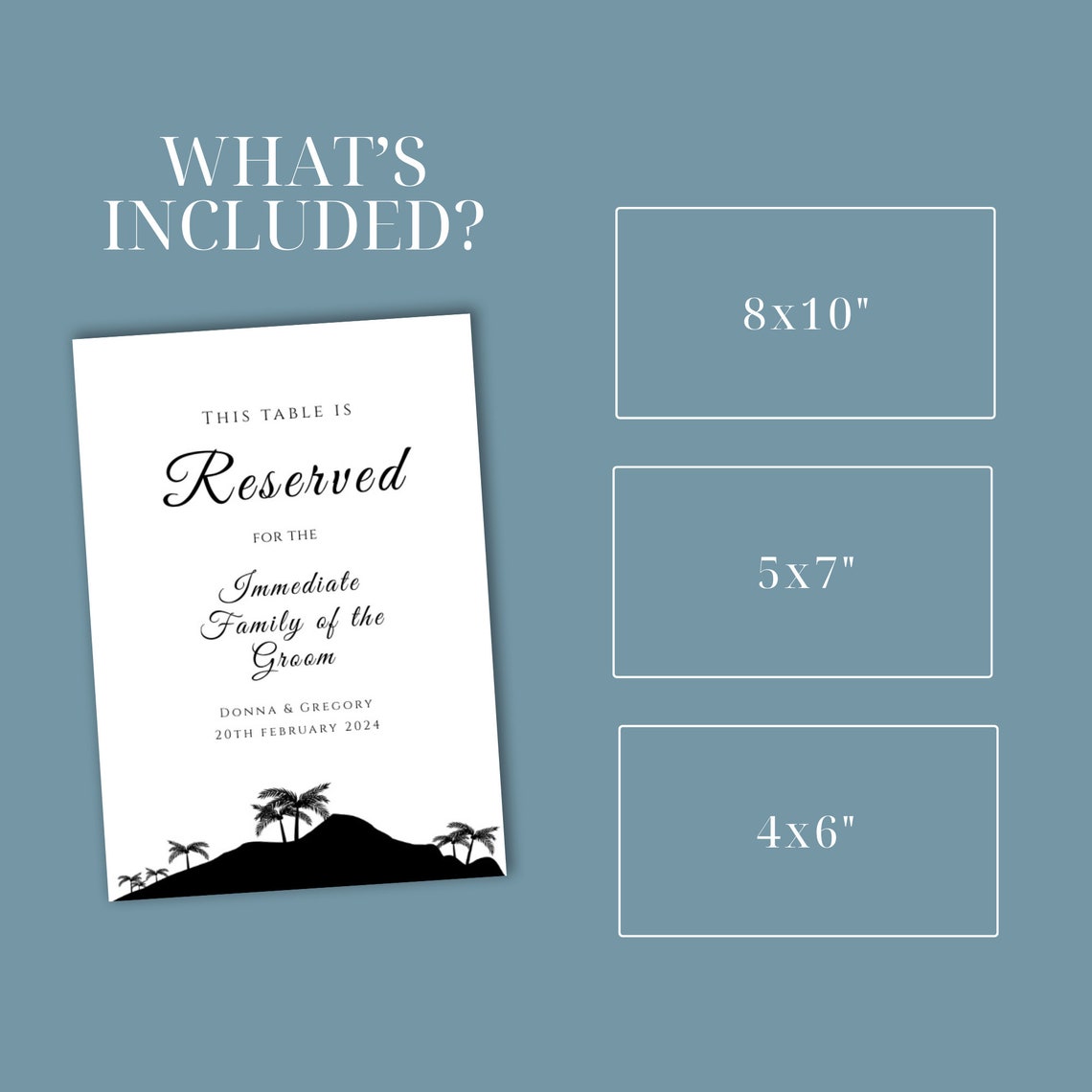 Reserved Sign Template, Printable Invitation, Wedding Invitation, Edit ...