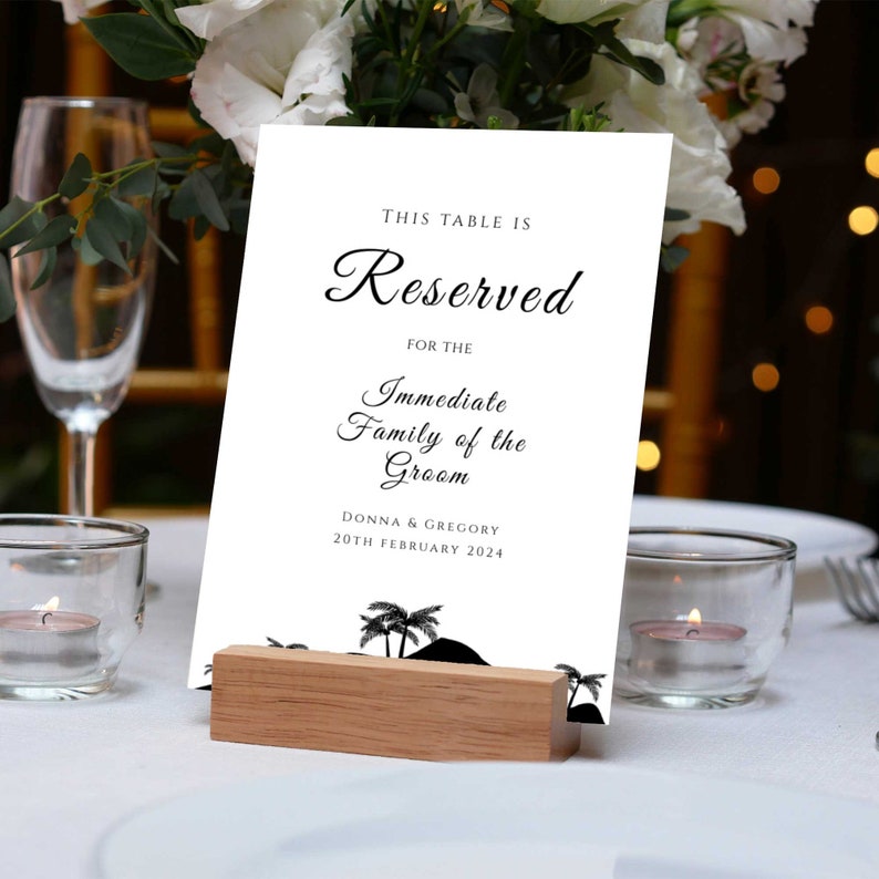 Reserved Sign Template, Printable Invitation, Wedding Invitation, Edit ...