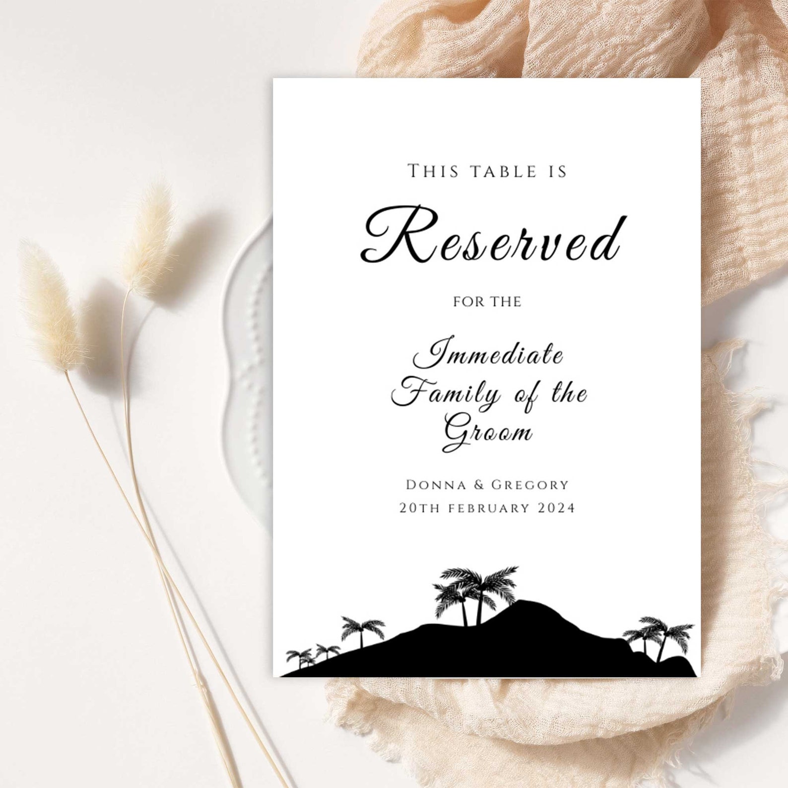 Reserved Sign Template, Printable Invitation, Wedding Invitation, Edit ...