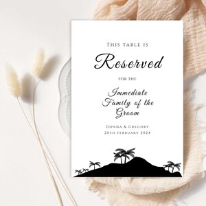 Reserved Sign Template, Printable Invitation, Wedding Invitation, Edit ...