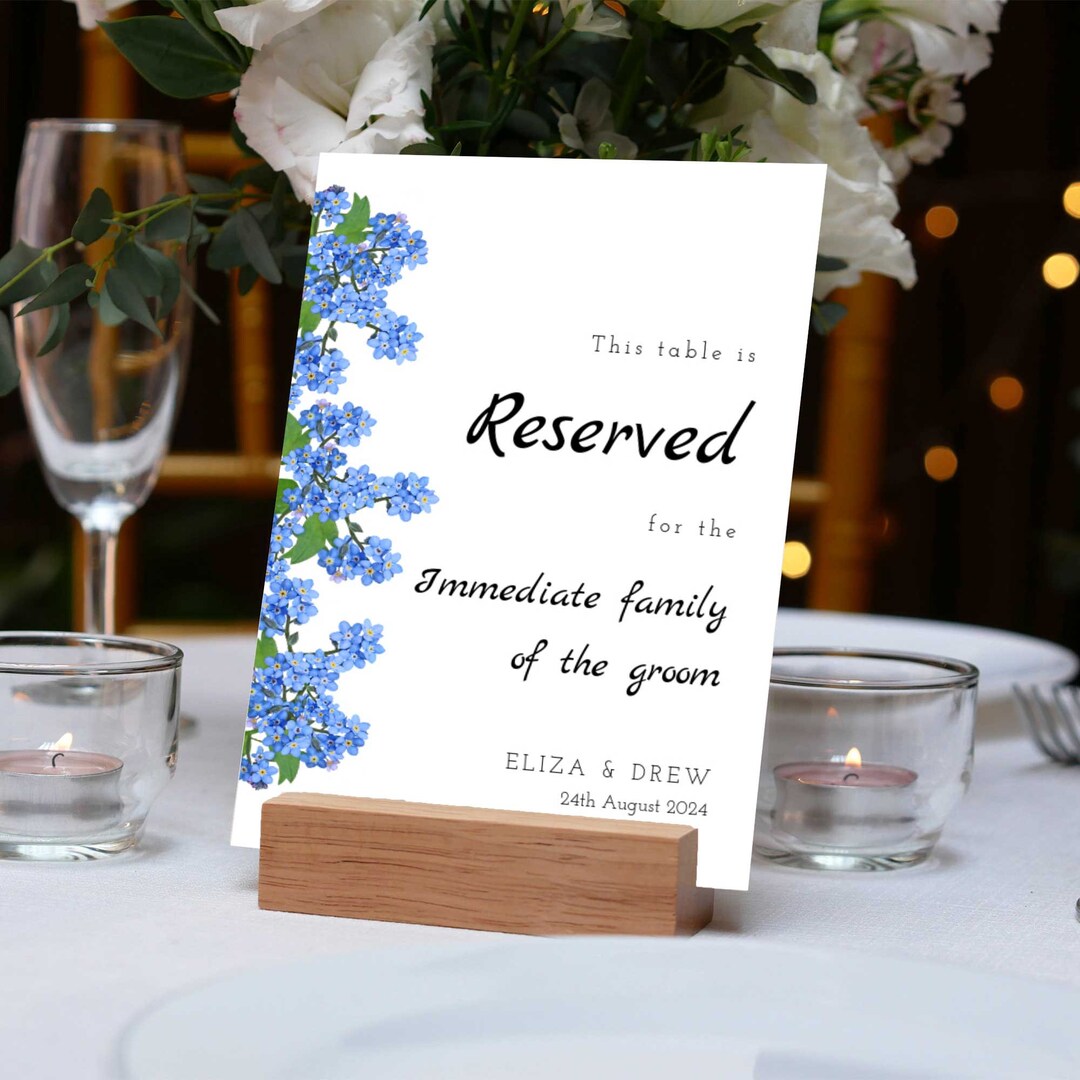 Floral Reserved Sign Template, Printable Invitation, Wedding Invitation ...