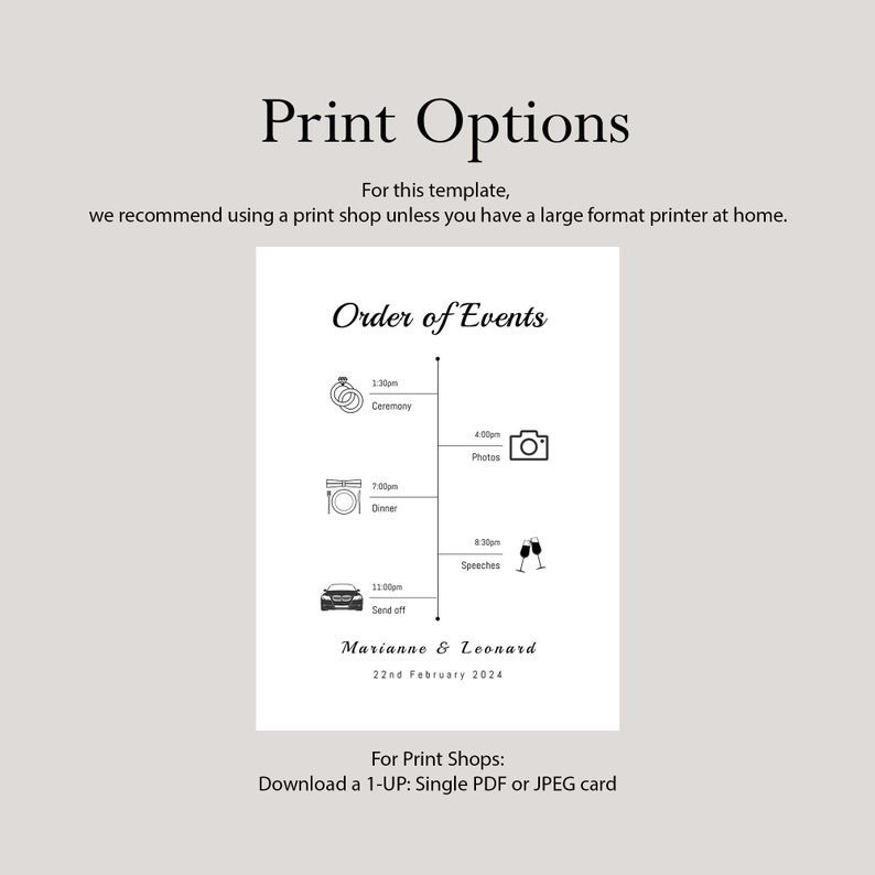 Wedding Order of Events Template, Timeline Template, Wedding Sign ...