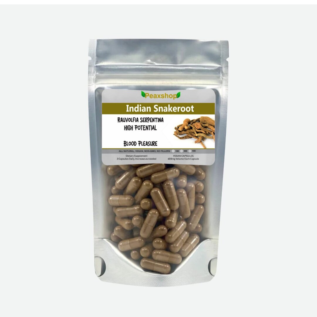 Pure Indian Snakeroot Extract Capsules Organic Rauvolfia Serpentina ...