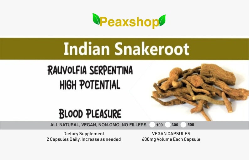 Pure Indian Snakeroot Extract Capsules Organic Rauvolfia Serpentina ...