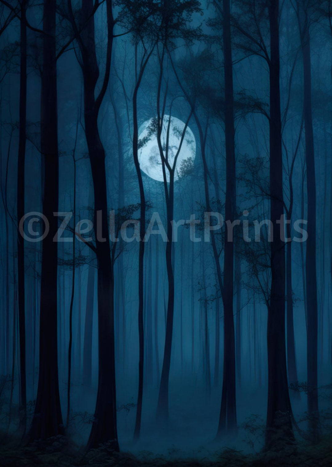 Haunted Forest Wall Art, Printable Halloween Art, Spooky Woods Artwork ...