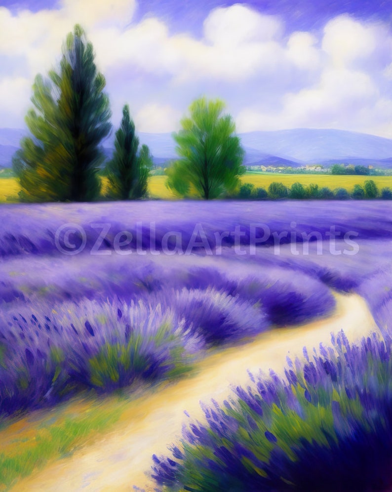 Lavender Field Wall Art Printable Lavender Oil Painting - Etsy