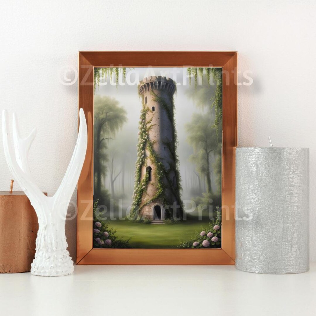 Rapunzel Tower Print, Fairy Tale Theme, Princess Nursery Art, Princess ...