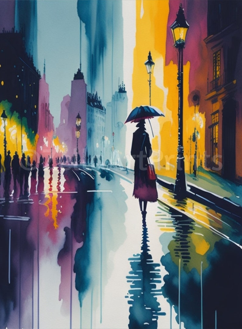 Paris Architecture Wall Art, Printable Paris Illustration, Paris Rain ...