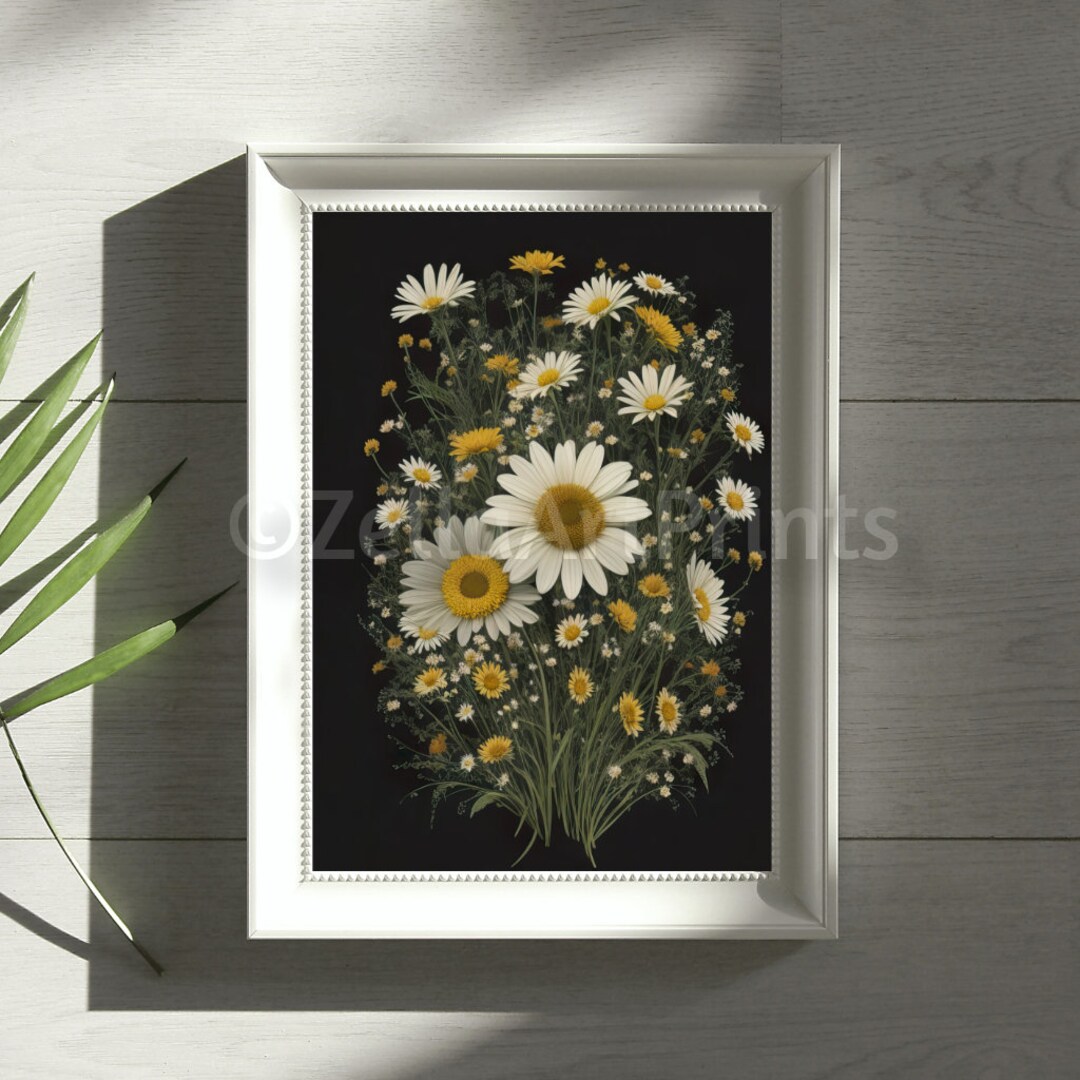 Daisies Wall Art Print, Printable Daisies Illustration, Daisies ...