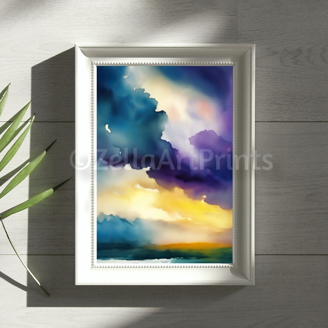 Coastal Storm Watercolor Print, Printable Storm Wall Art, California ...