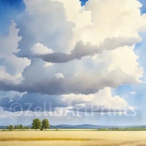 Prairie Landscape Wall Art, Printable Prairie Painting, Big Sky ...
