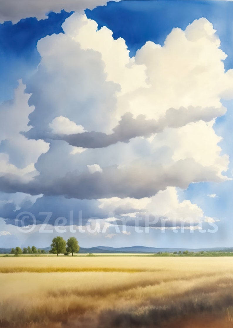 Prairie Landscape Wall Art, Printable Prairie Painting, Big Sky ...