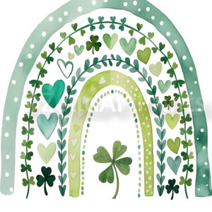 Shamrock Rainbow Watercolor Painting Illustration, Spring Decor Print ...