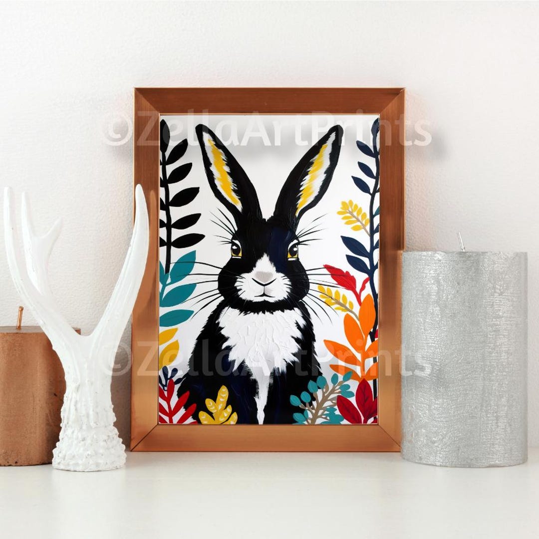 Rabbit Painting, Rabbit Artwork, Rabbit Print, Colorful Rabbit, Rabbit ...