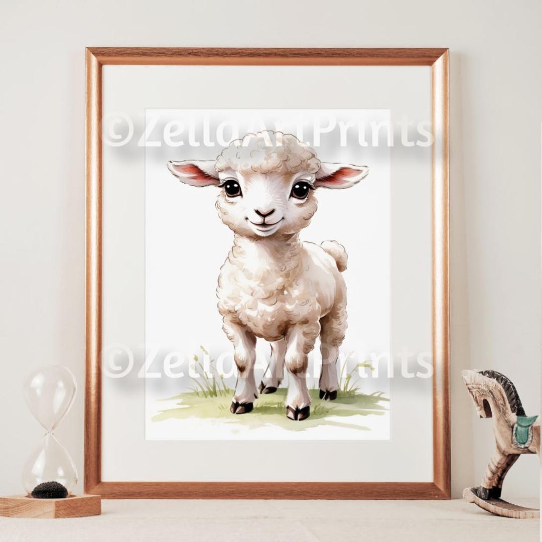 Watercolor Lamb Print, Lamb Watercolor, Lamb Nursery, Lamb Print, Lamb ...