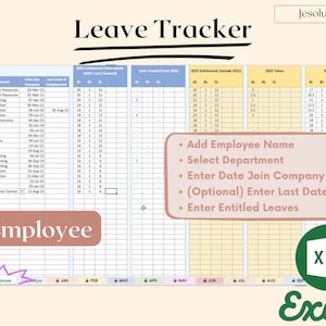 Leave Tracker Excel Template (100 Employee) | Absence Tracker, Leave ...