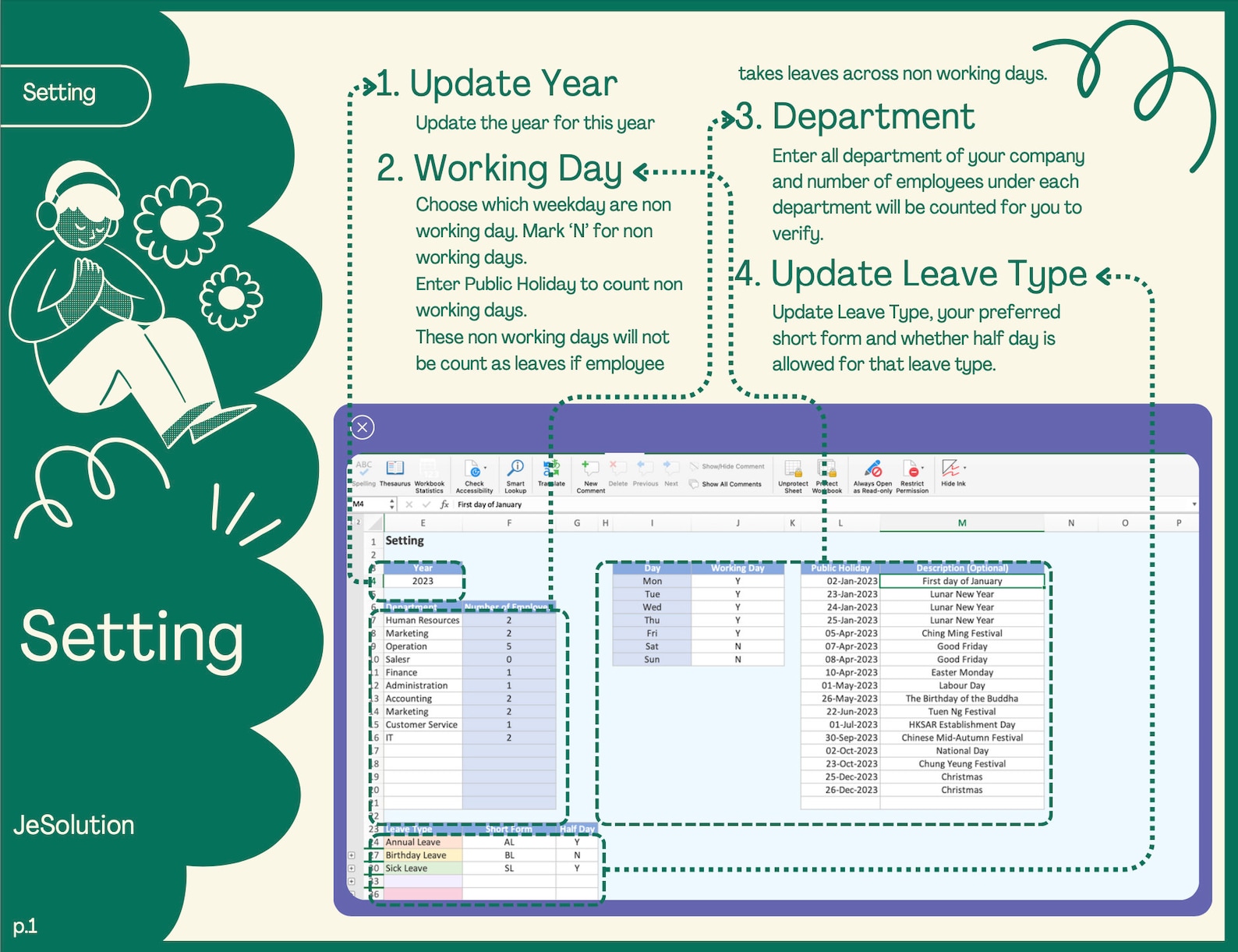 Employee Leave Spreadsheet Template Excel Template Business Template ...