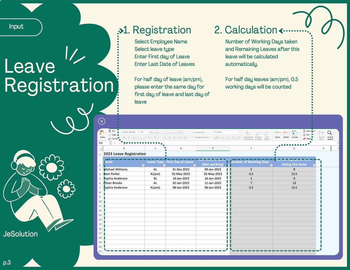 Employee Leave Spreadsheet Template Excel Template Business Template ...