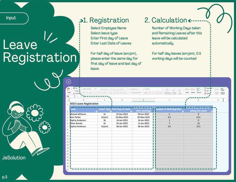 Employee Leave Spreadsheet Template Excel Template Business Template ...