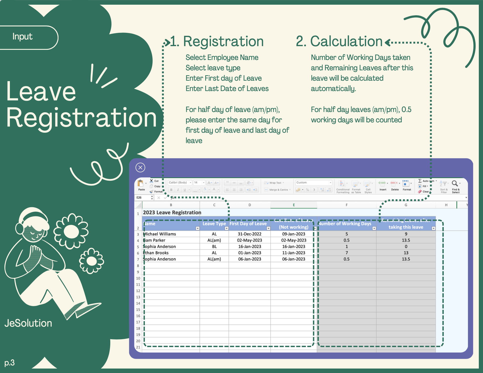 Employee Leave Spreadsheet Template Excel Template Business Template ...