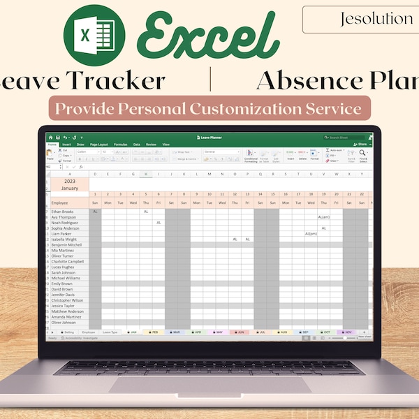 Annual Leave Tracker Excel - Etsy