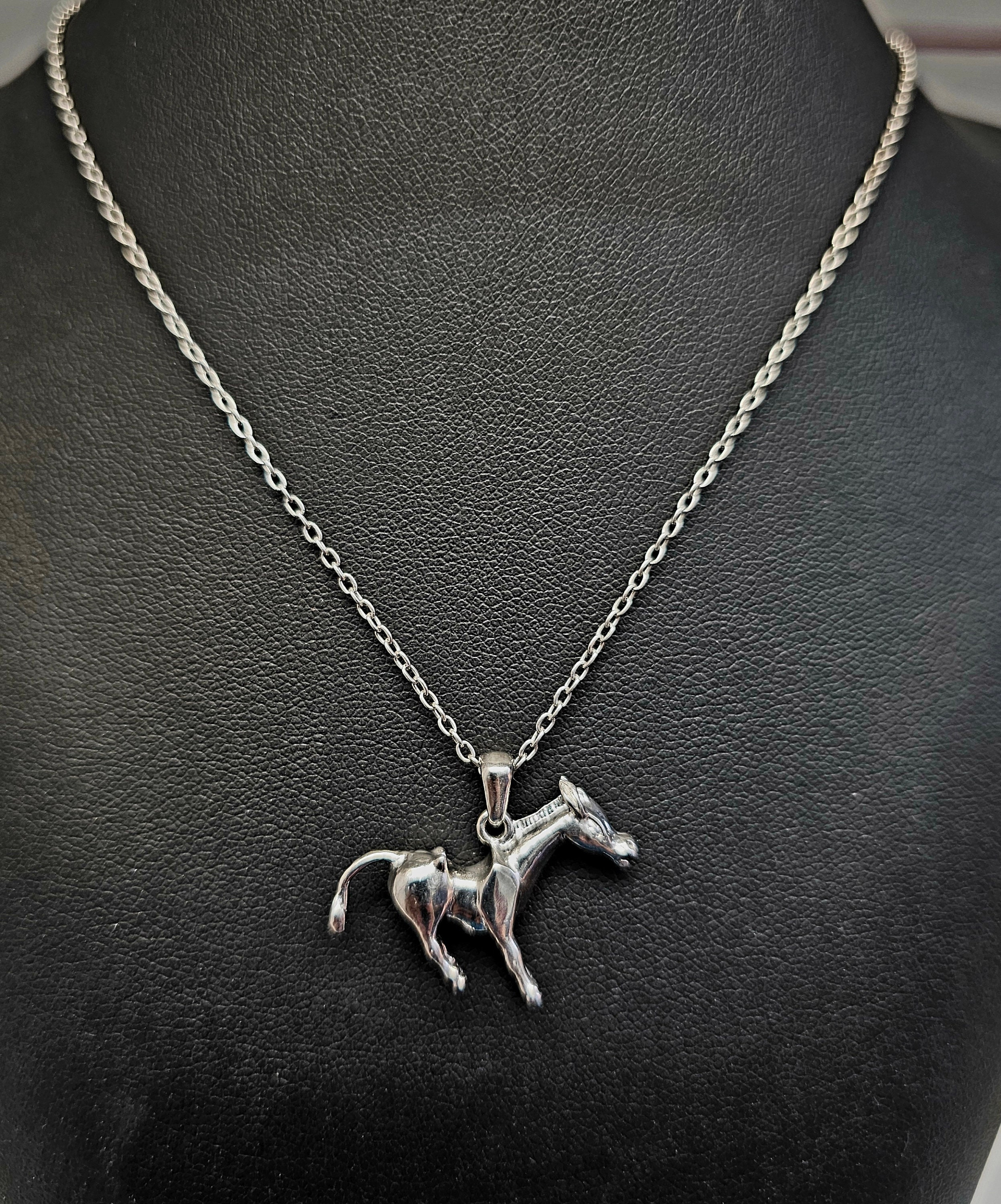 Sterling Silver Donkey Charm Necklace, Sterling Silver Donkey Pendant ...
