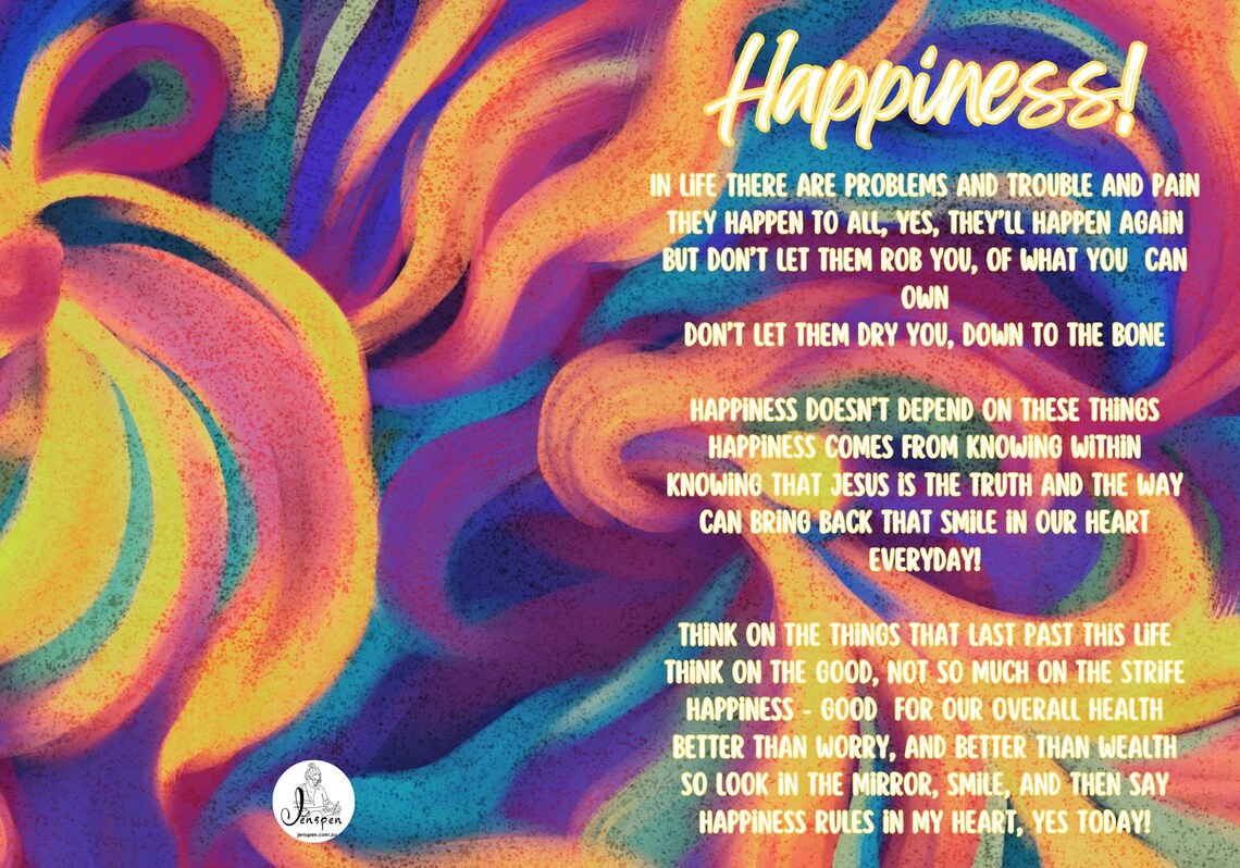 Christian Inspirational Greeting/note Card HAPPINESS Big 5x7 Cards - Etsy