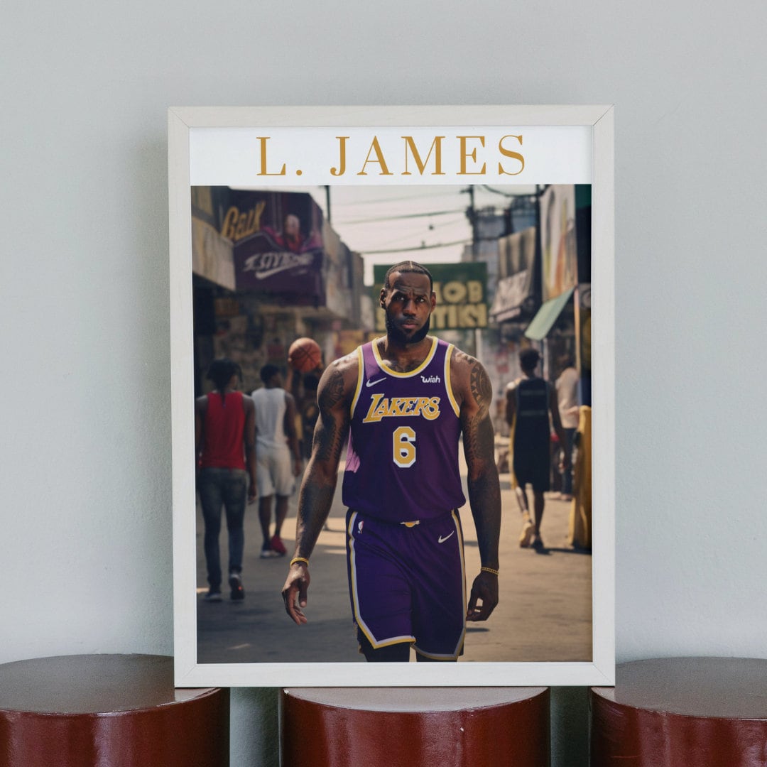 Lebron James NBA GOATS Print NBA Poster, La Lakers Art City Edition ...