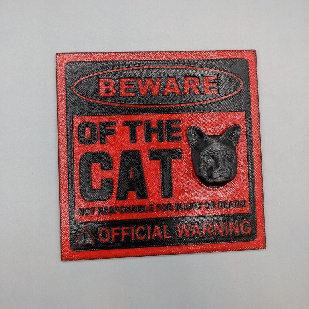 Dangerous Cat Warning Sign, 3D Printed. - Etsy
