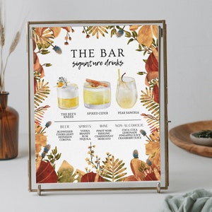 Fall Bar Menu Template, Modern Thanksgiving Editable Drink Menu ...