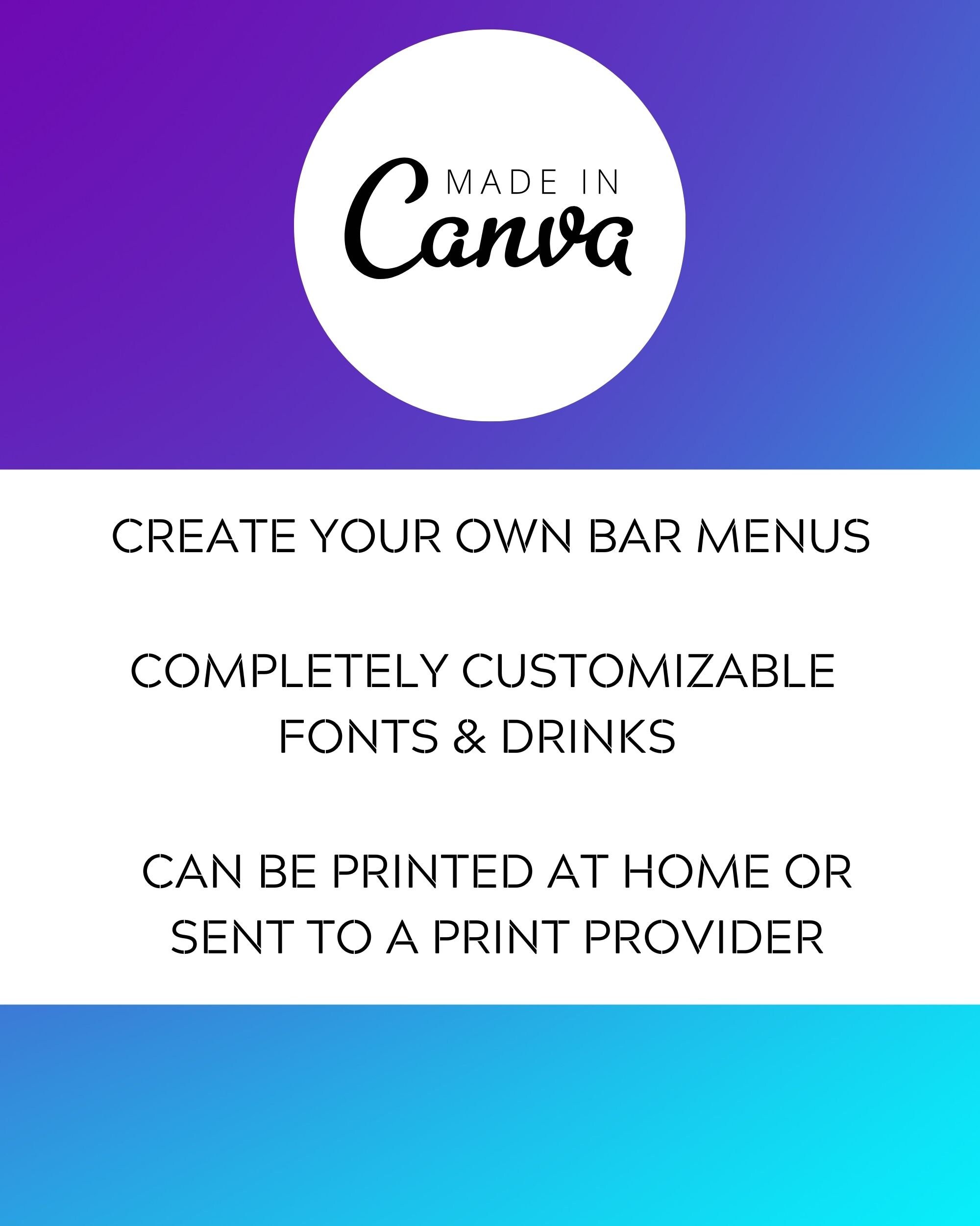 Fall Bar Menu Template, Modern Thanksgiving Editable Drink Menu ...