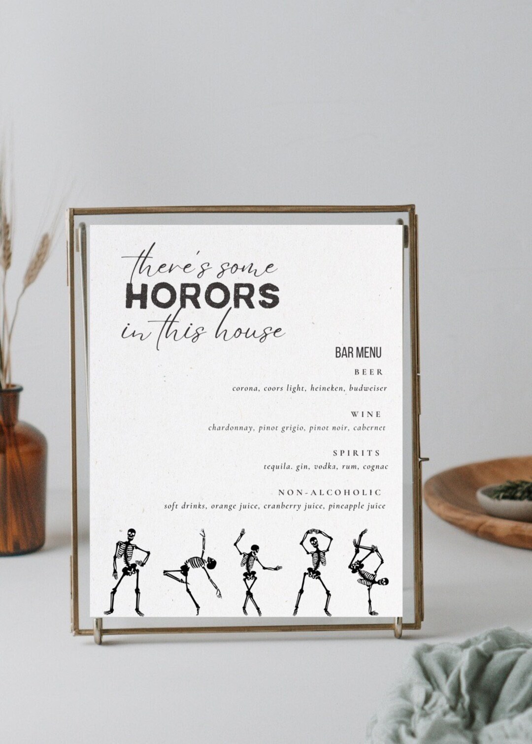 Halloween Bar Menu Template, Printable Drinks Sign, Editable Minimalist ...