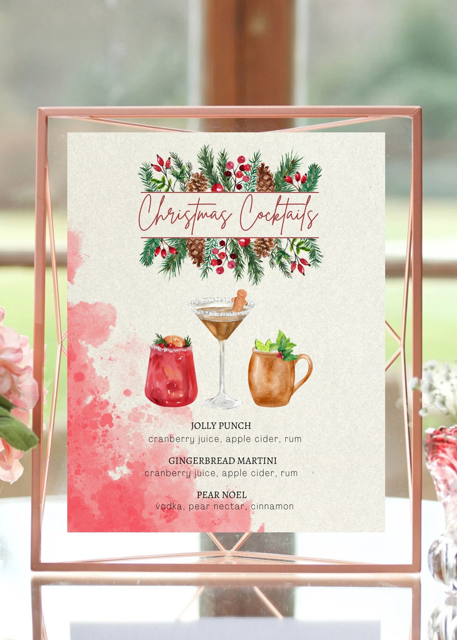 Christmas Bar Menu Template, Printable Holiday Drinks Sign, Editable ...