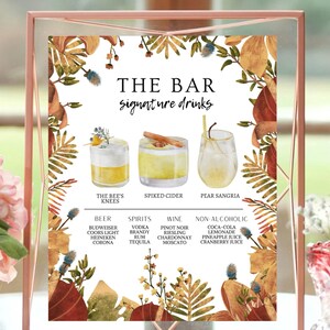 Fall Bar Menu Template, Modern Thanksgiving Editable Drink Menu ...
