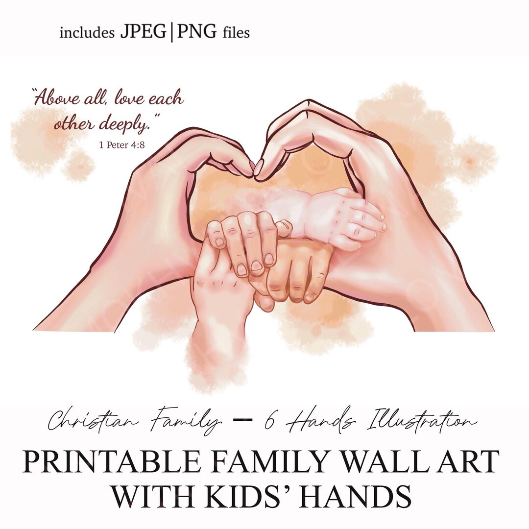 Family of Six Hands Art – Christian Nursery Illustration (JPEG/PNG) - Etsy