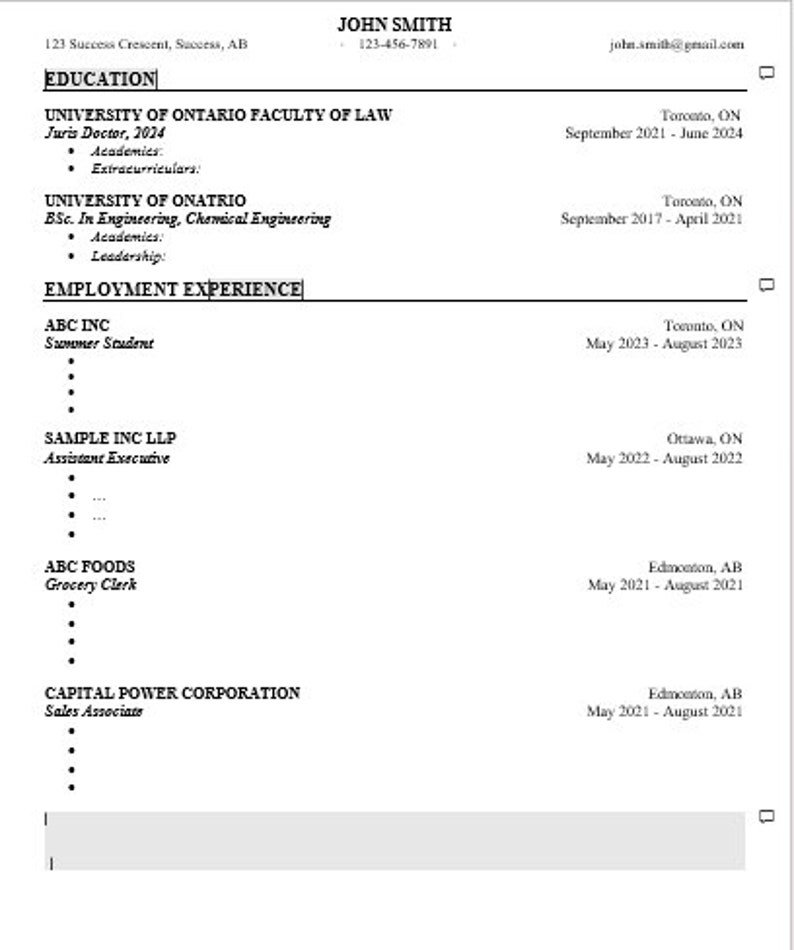 Professional Fillable Resume Template 1-2 Page Minimalist CV - Etsy ...