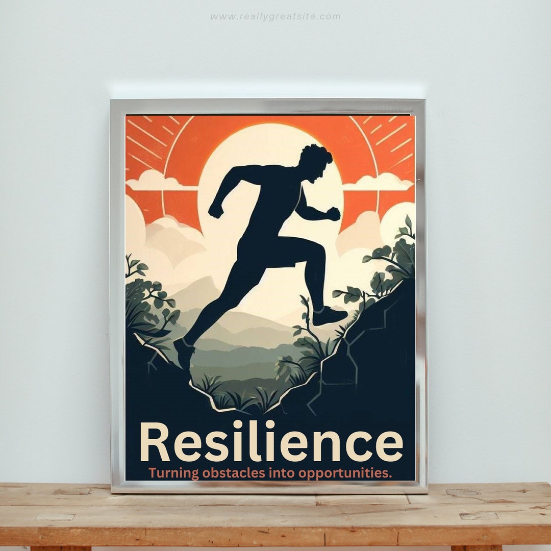 Resilience Motivational Poster Overcoming Obstacles Art - Etsy