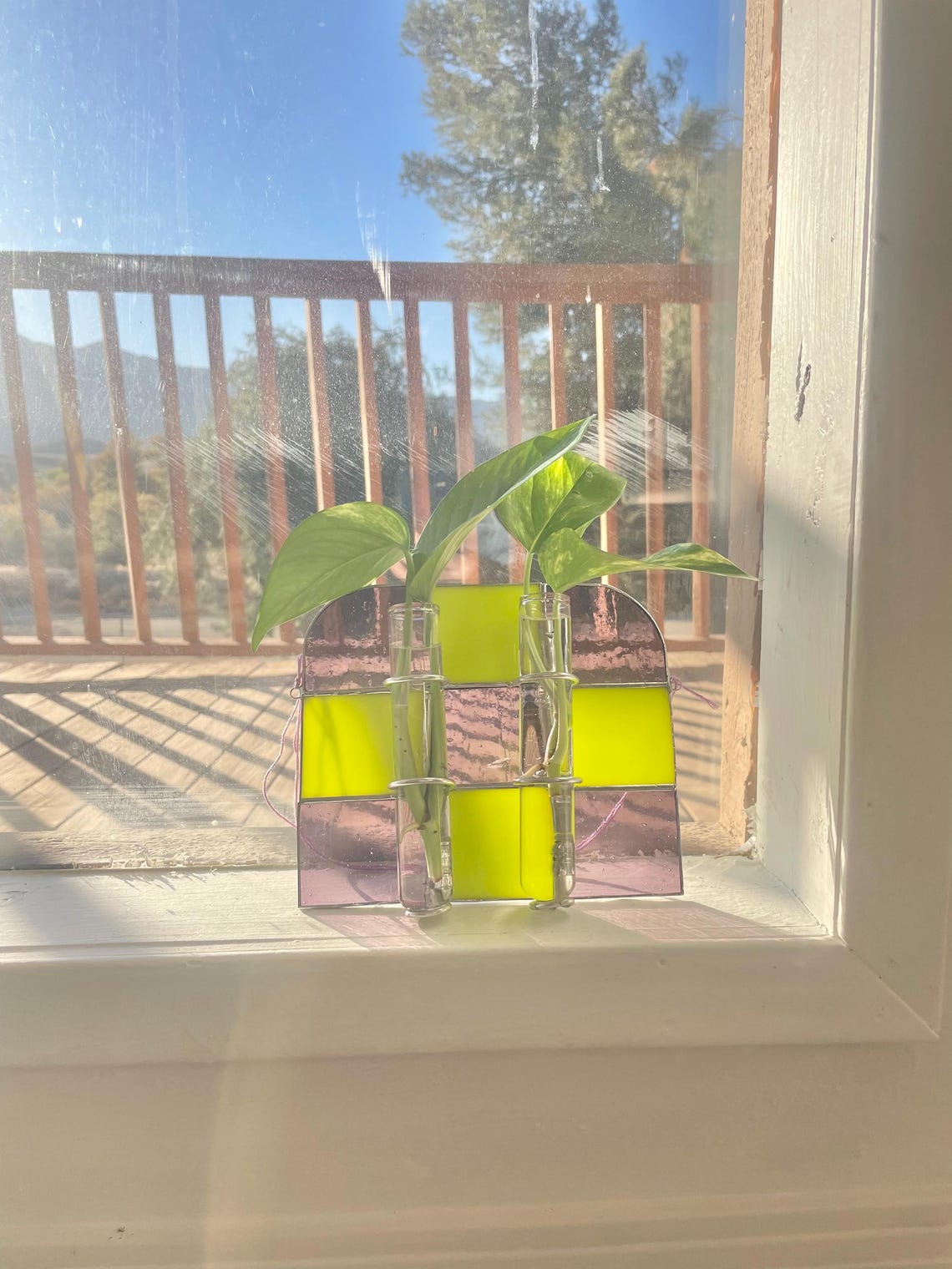 Checkered Stained Glass Propagation Station Handmade (colors ...