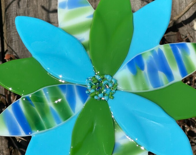 Fused Glass Flower / Yard or Garden Art/ Large Flower - Etsy