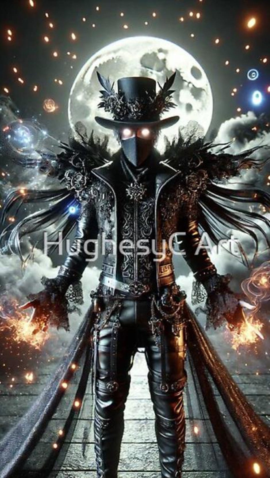 Gothic Moon Sorcerer Art Print: Dark Fantasy Wizard (digital Download ...