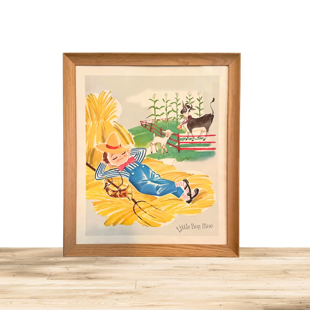 Vintage "little Boy Blue" Framed Nursery Print: Solid Wood Frame - Etsy
