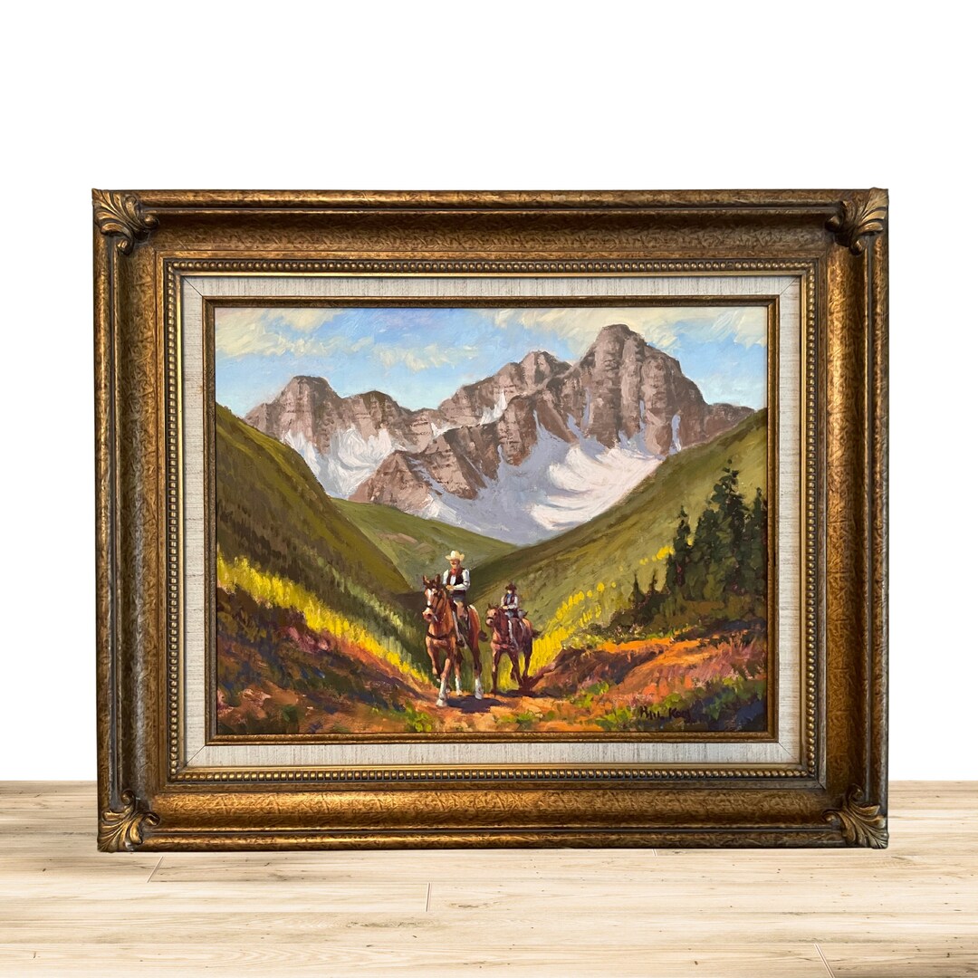 Phil Kooser WESTERN LANDSCAPE PAINTING, Original Vintage Signed Art ...