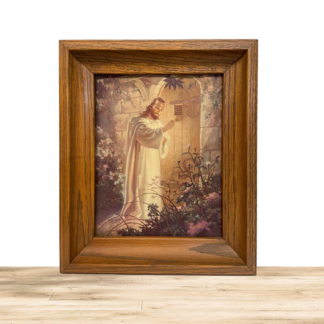 Vintage "christ at Heart's Door" Print by Warner Sallman, Solid Wood ...