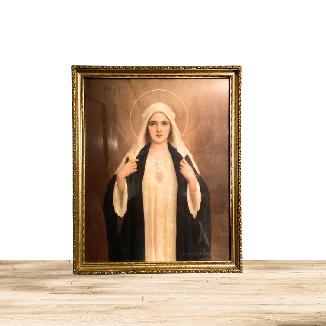IMMACULATE HEART of MARY, Bosseron Chambers, Framed, Original Print, Religious Print! - Etsy