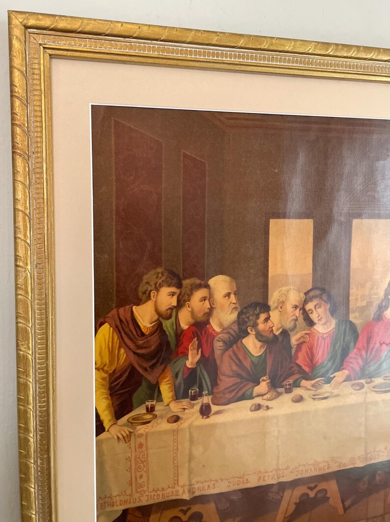 VINTAGE Lord’s SUPPER 1899 Original Framed German Print, Jesus ...