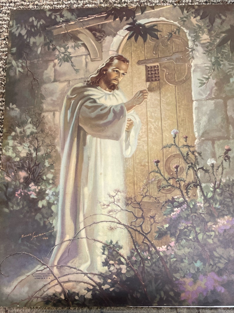 VINTAGE CHRIST at Heart's Door Original Frame and Print, Warner Sallman ...