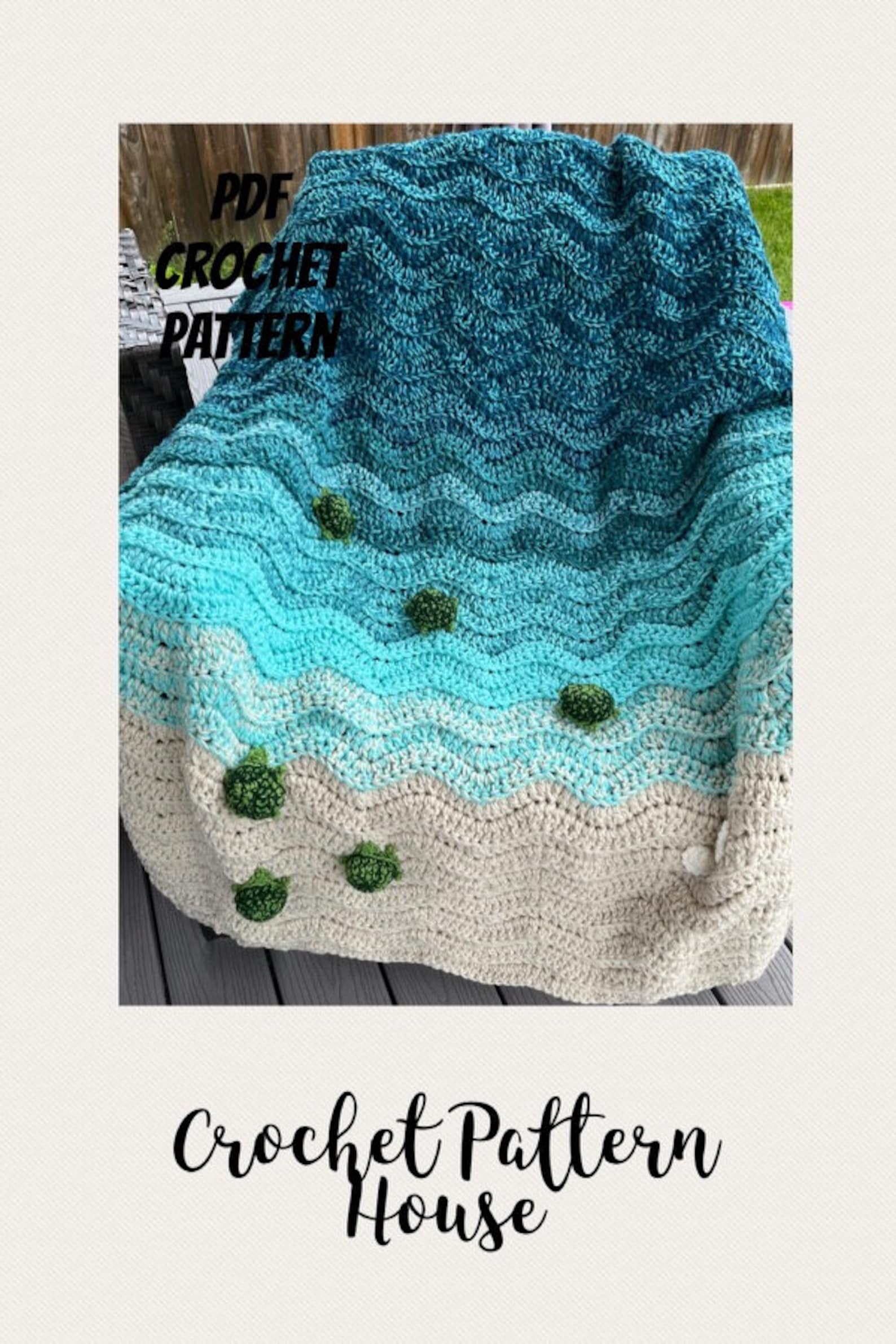 Sea Turtle Crochet Blanket Pattern, Ocean Afghan, Crochet Pattern ...