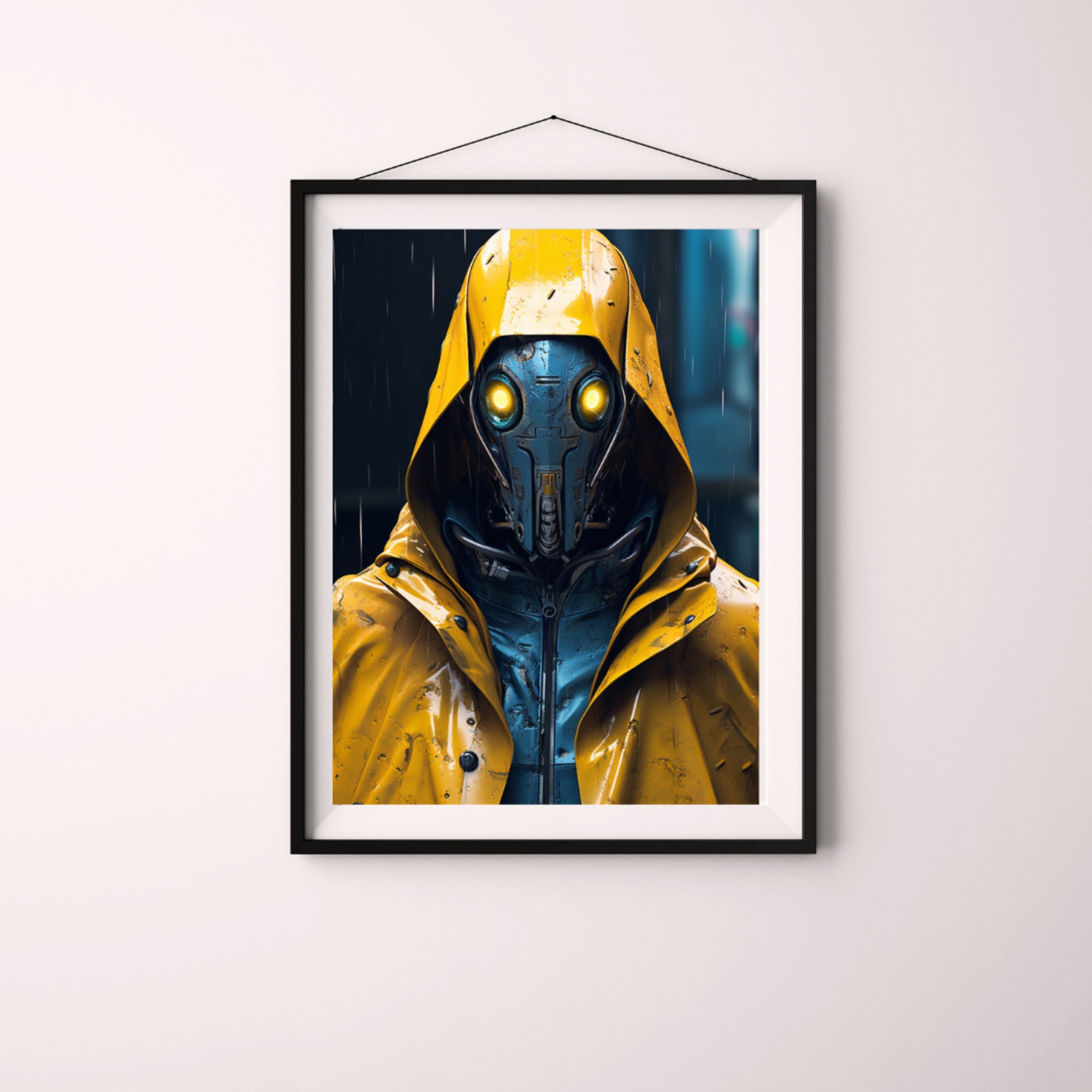 Robot Poster - Cyberpunk - Raincoat - Beautiful Wall Art - Instant ...