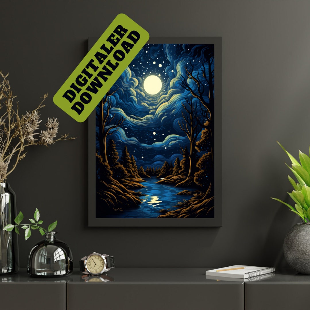 Poster - Black Night Sky - Beautiful Wall Art - Digital Download ...